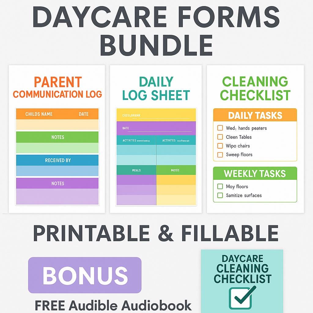 Daycare Forms Bundle PDF – Printable & Fillable Daily Log, Parent ...