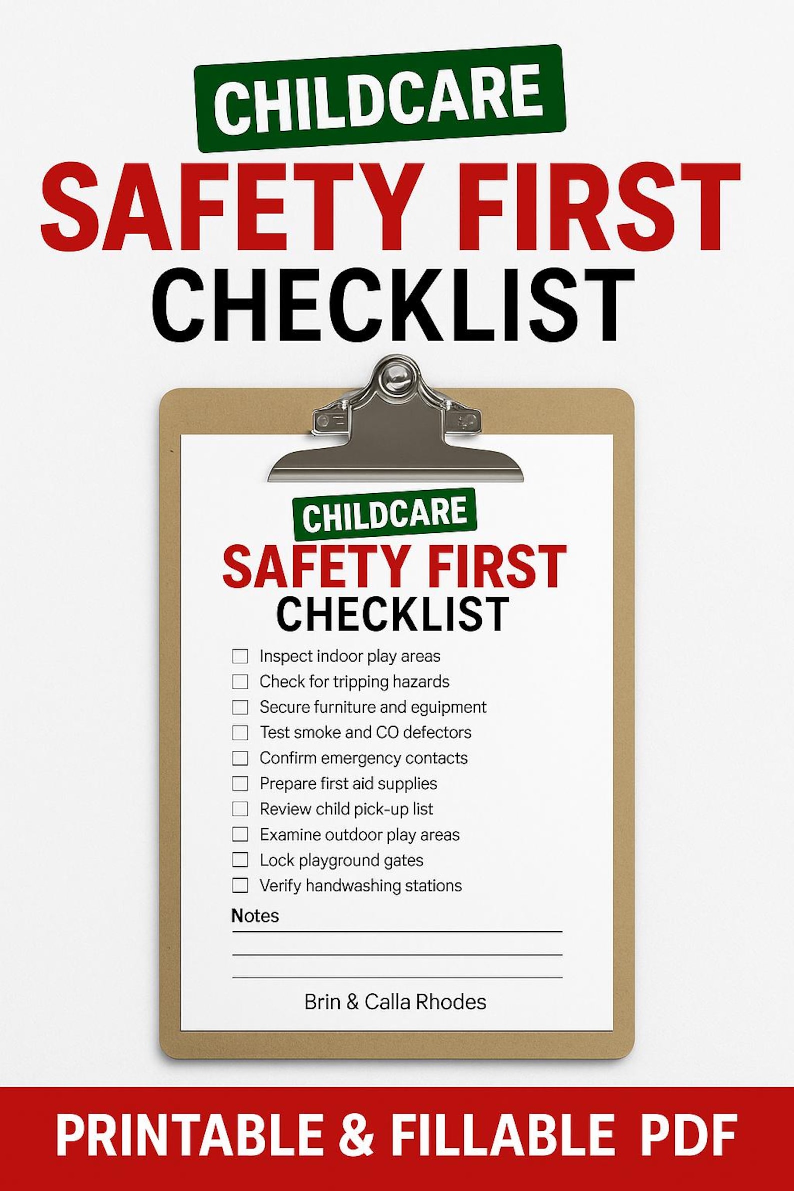 Safety First Checklist Printable, Editable Daycare Safety Audit ...
