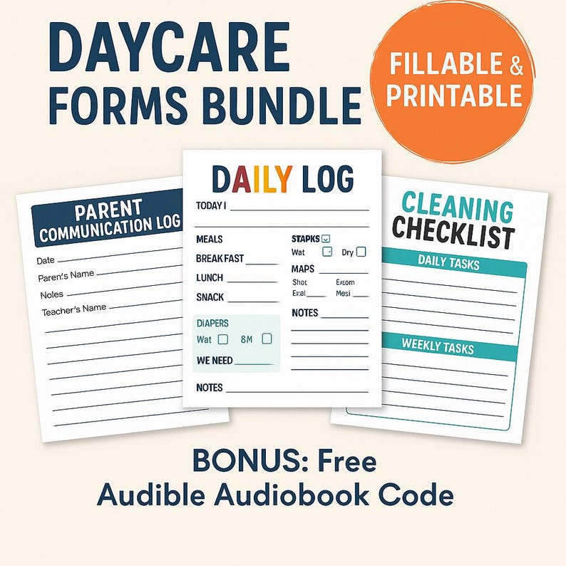 Daycare Forms Bundle PDF – Printable & Fillable Daily Log, Parent ...