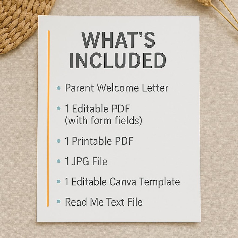 Parent Welcome Packet PDF – Printable and Fillable Daycare Handbook ...