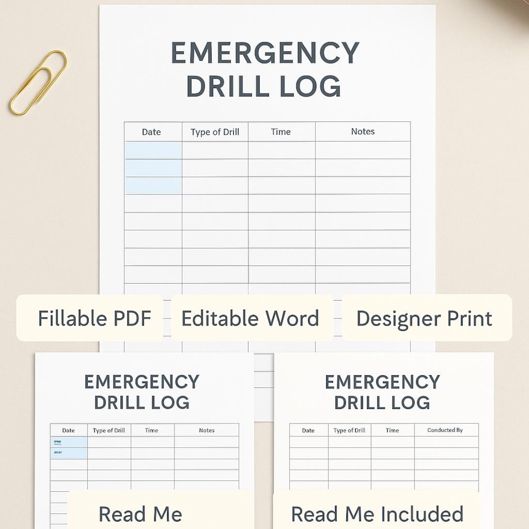 Emergency Drill Log Printable, Editable Fire Drill Tracker PDF, Daycare ...