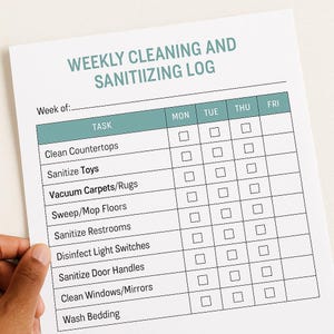 Weekly Daycare Cleaning Log Printable – Editable Sanitizing Checklist ...