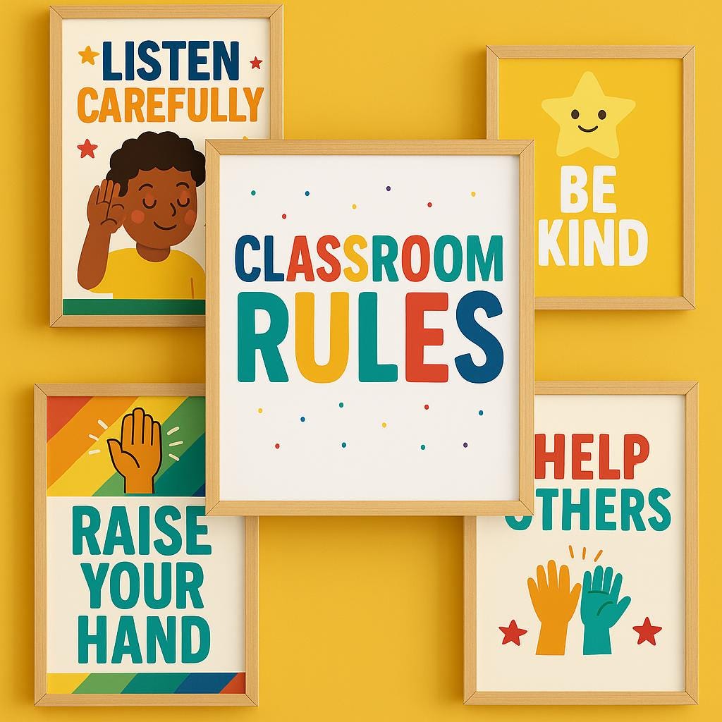 Classroom Rules Printable Posters PDF – Colorful Motivational Wall Art ...