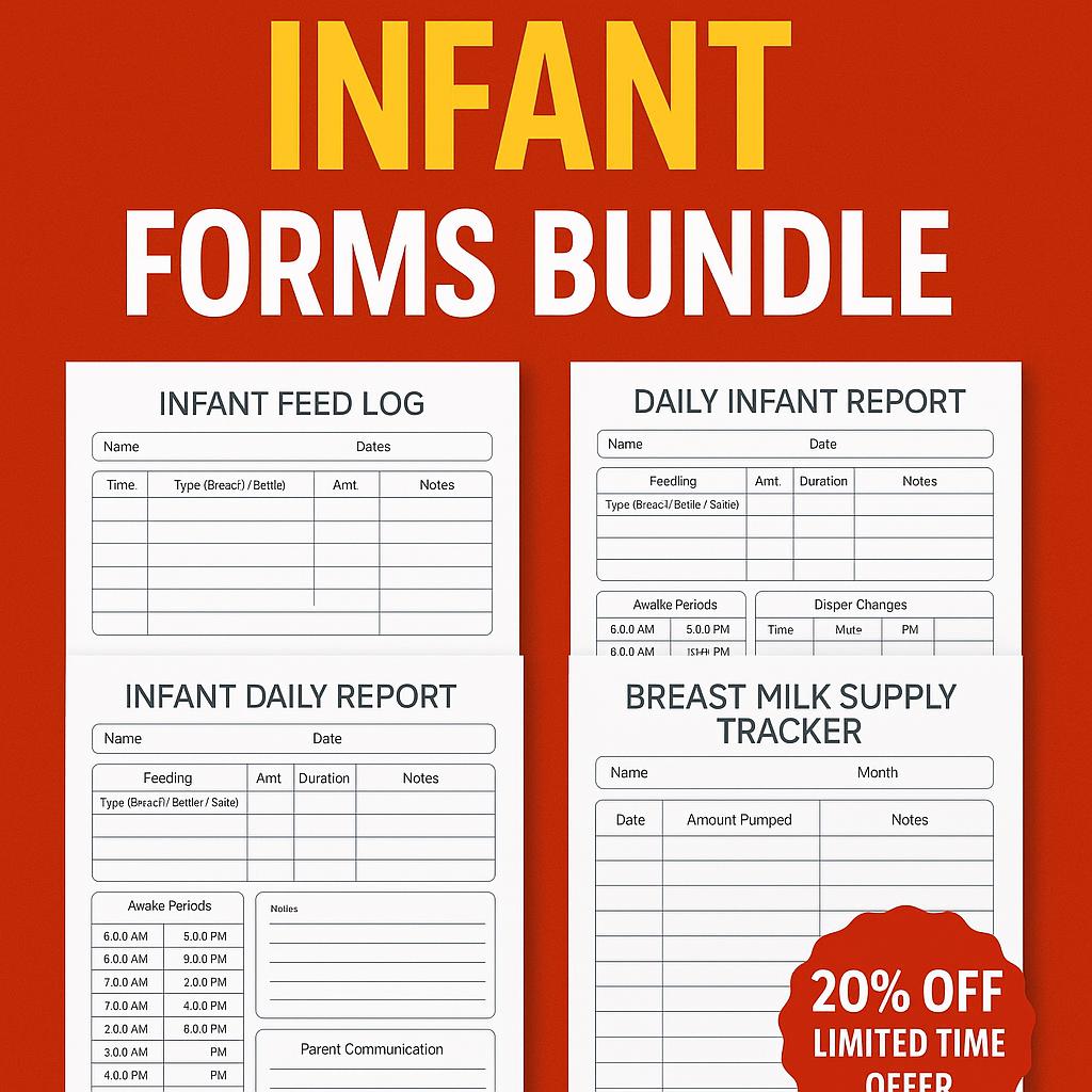 Infant Care Forms Bundle PDF – Printable Baby Daily Report, Diaper ...