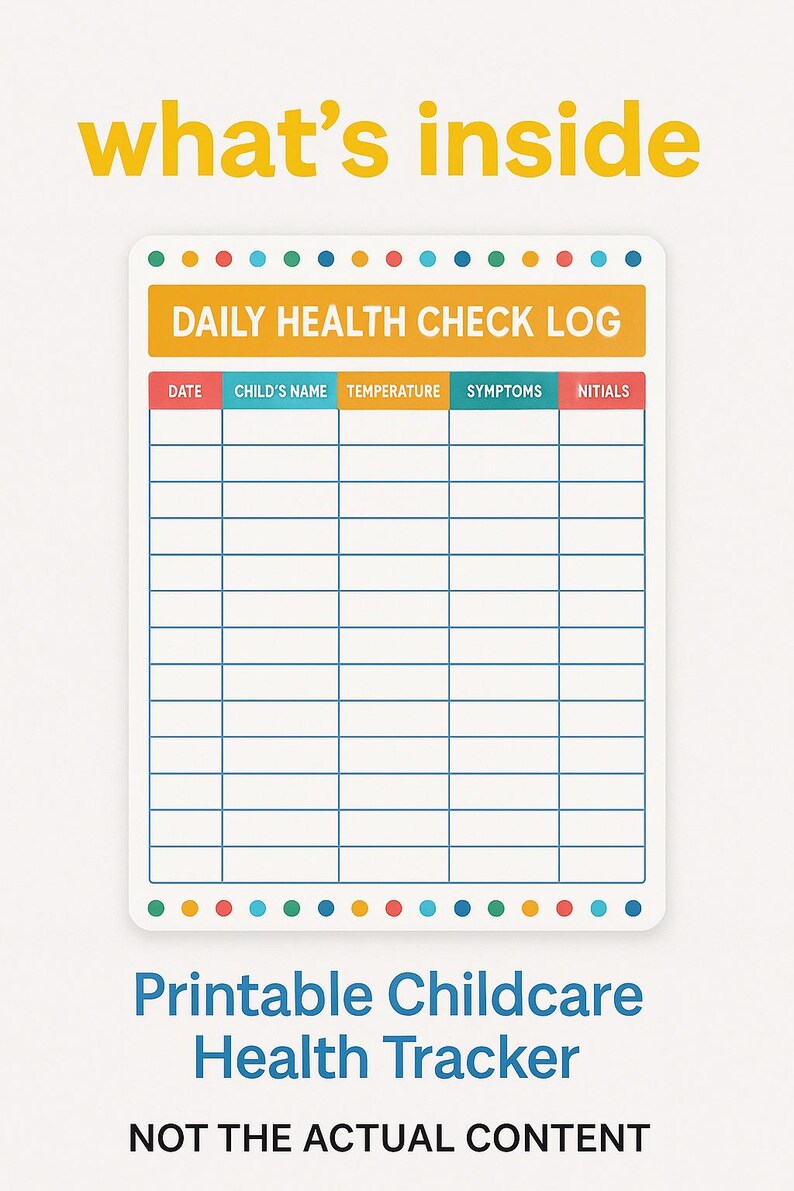 Daily Health Check Log Bundle PDF – Printable & Fillable Childcare ...