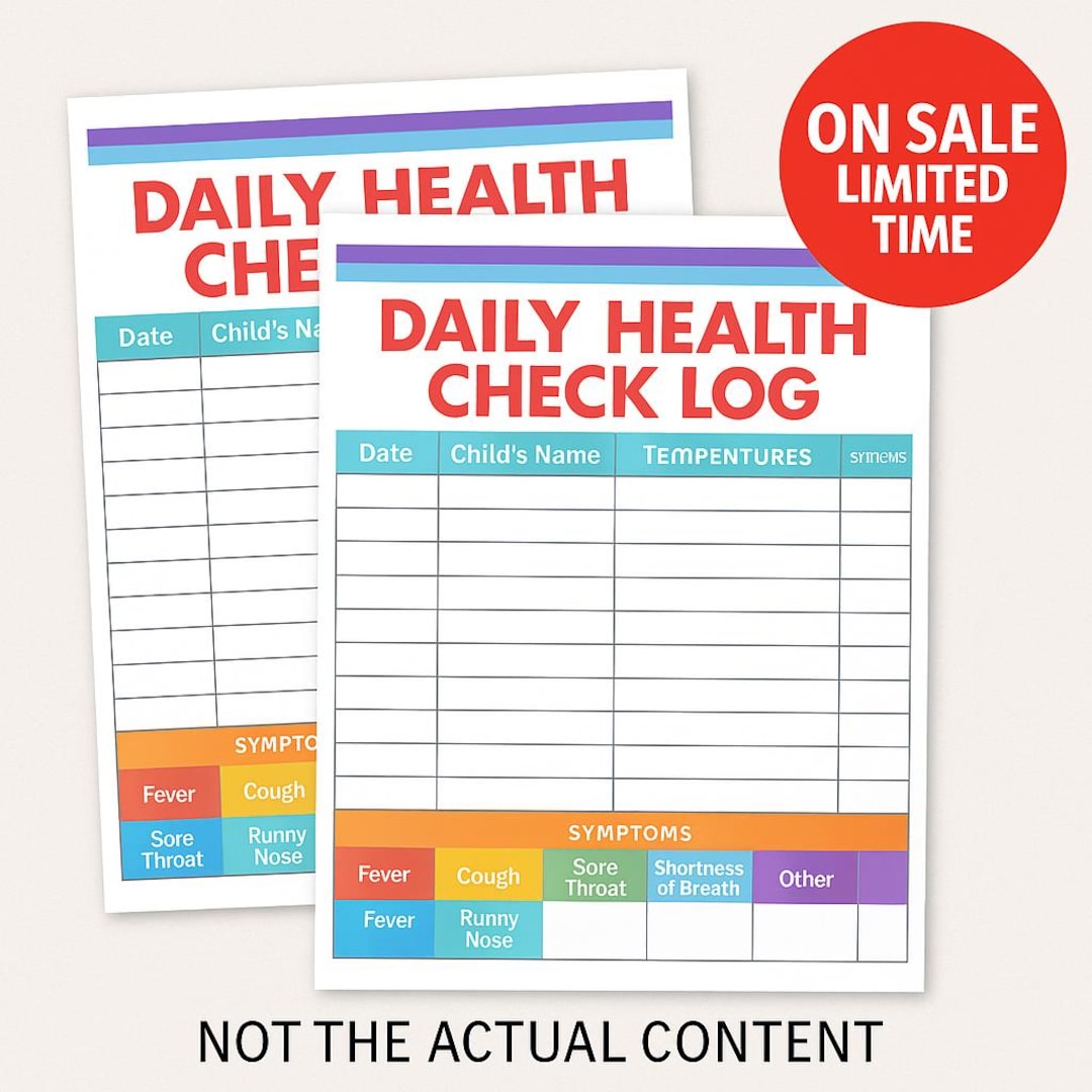 Daily Health Check Log Bundle PDF – Printable & Fillable Childcare ...