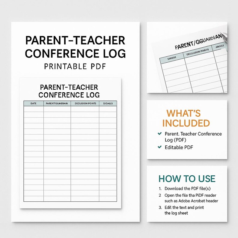 Editable Parent Teacher Conference Log Printable, Fillable Meeting ...