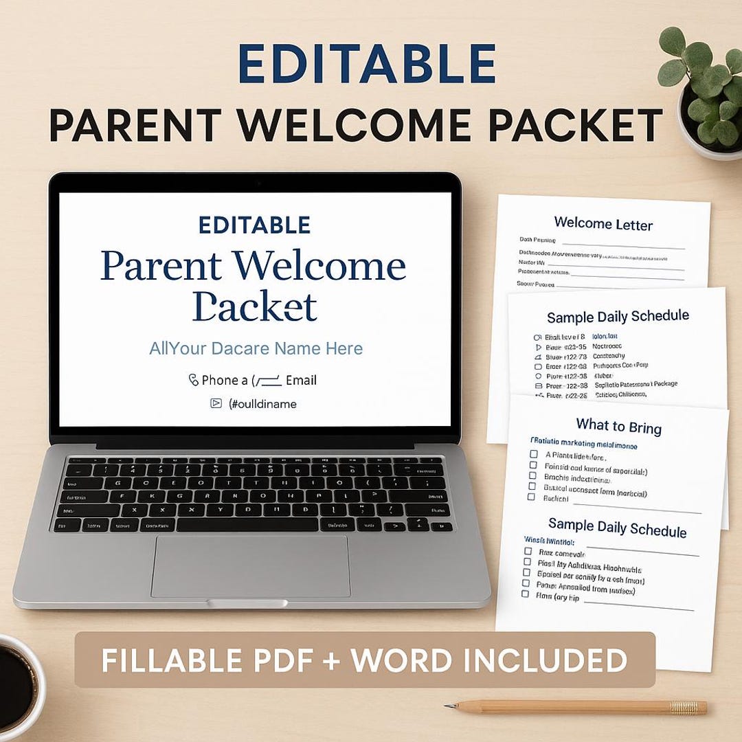 Parent Welcome Packet PDF – Printable and Fillable Daycare Handbook ...