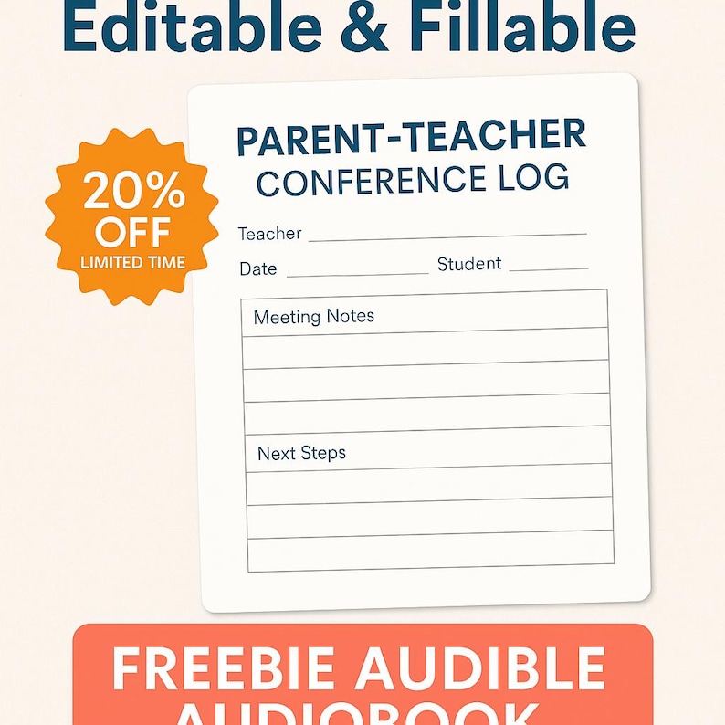 Parent Teacher Conference Log PDF – Printable and Fillable Meeting ...