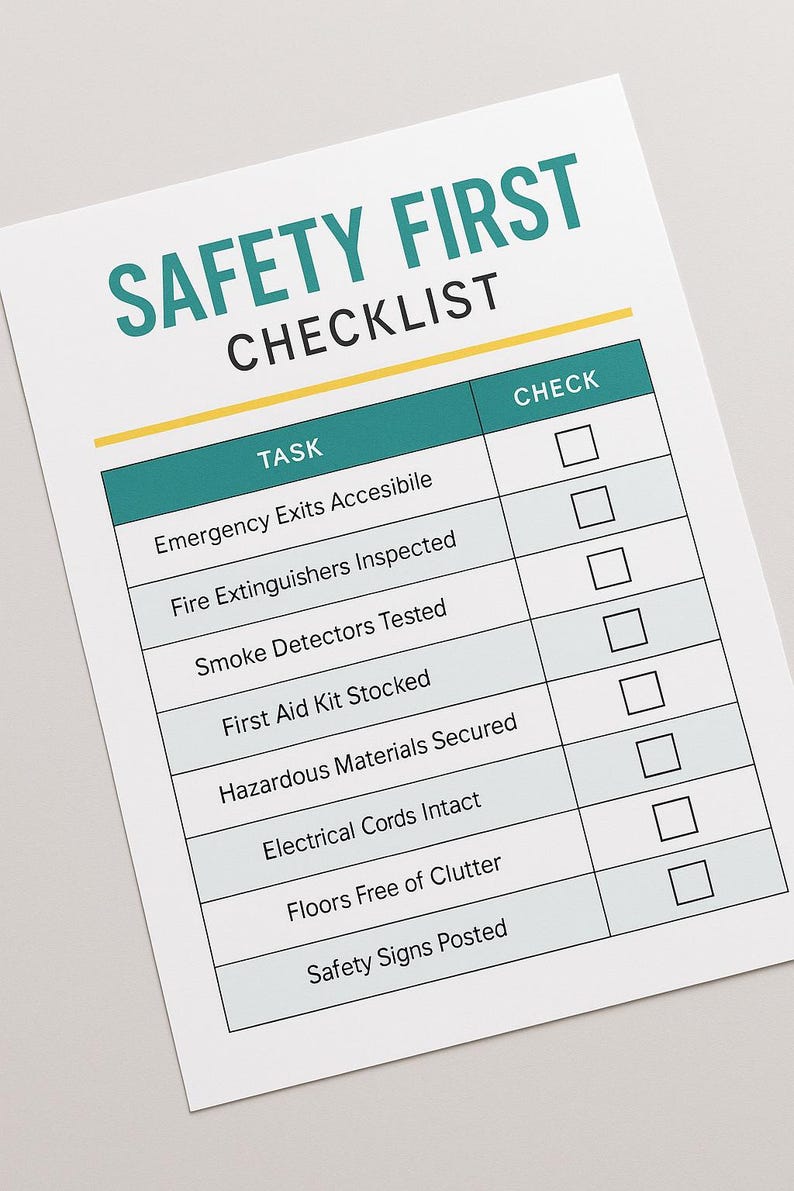 Safety First Checklist Printable, Editable Daycare Safety Audit ...