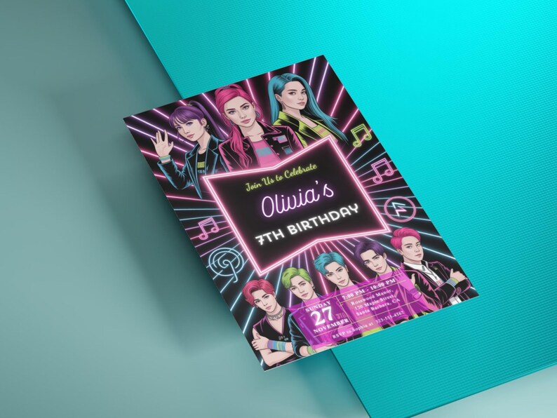 Kpop Demon Hunters Birthday Invitation Editable Kpop Warriors Party ...