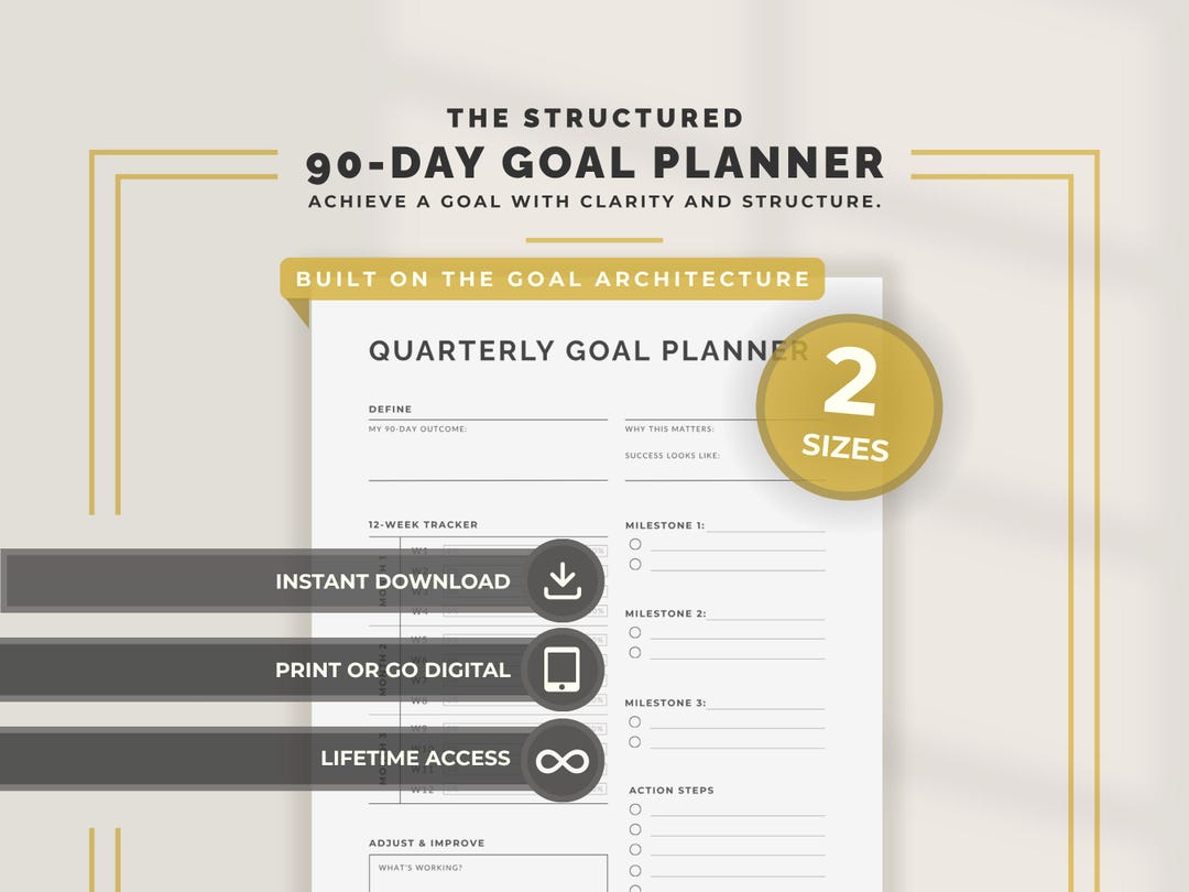 90 Day Goal Planner Printable | Quarterly Goal Planner | 12 Week ...