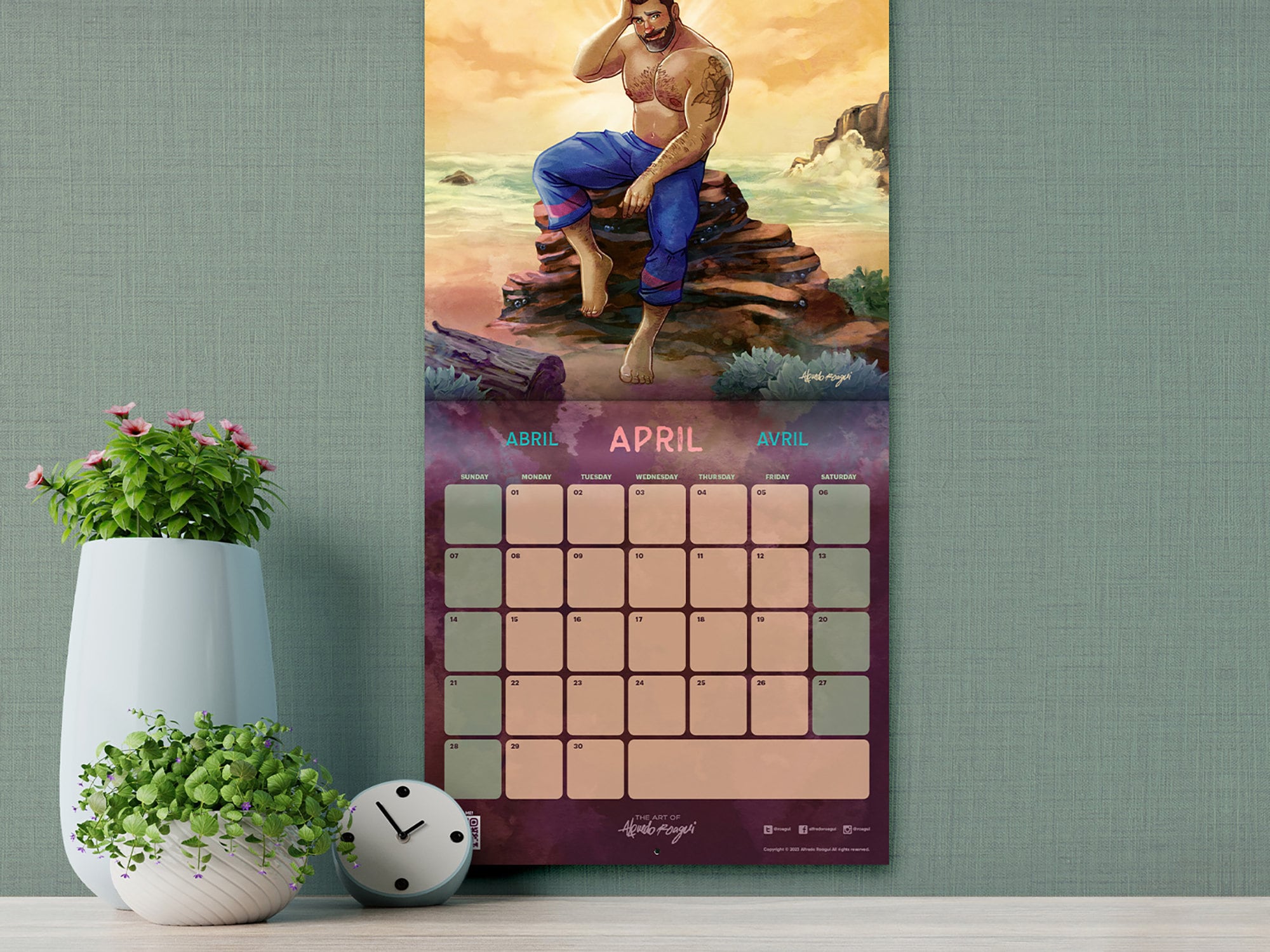 2024 Wall Calendar by Roagui Male Pin-up - Etsy