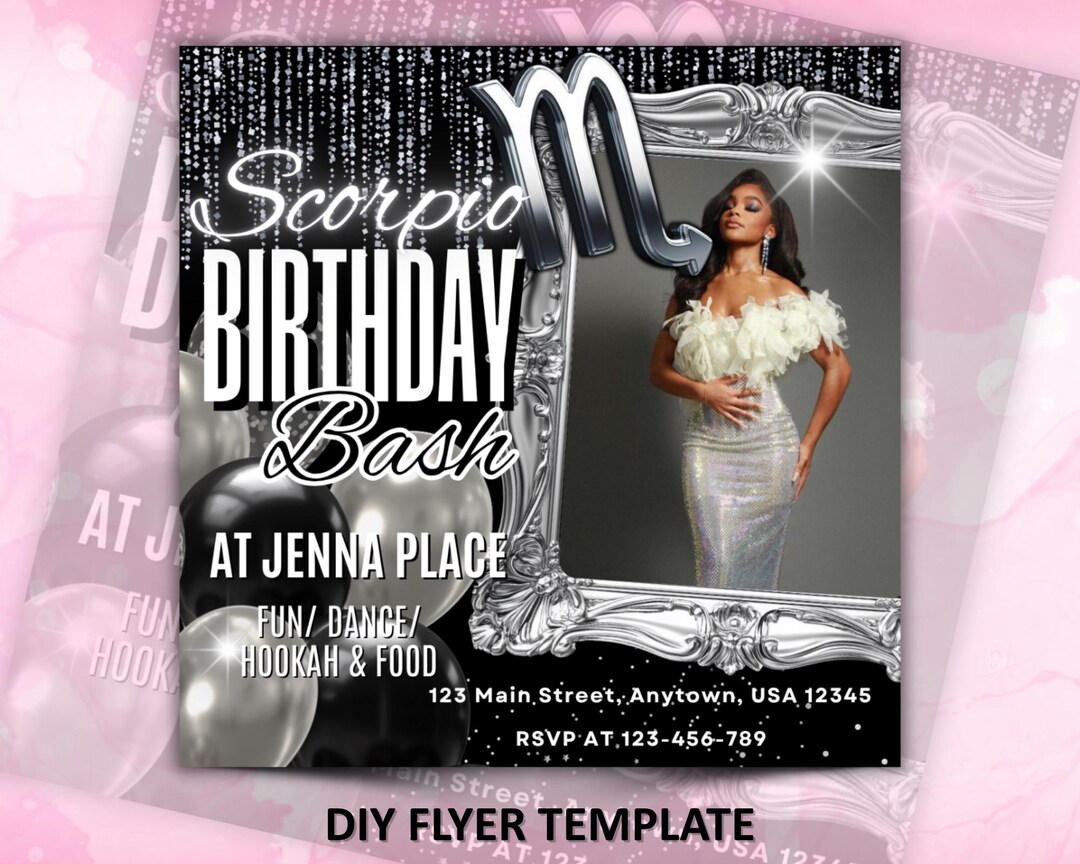 Birthday Party Flyer, Birthday Party Invitation , Scorpio Season ...