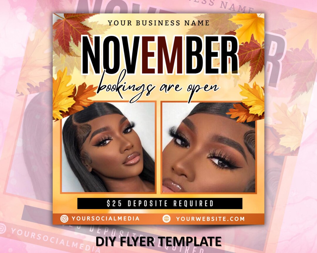 November Booking Flyer, Fall Booking Flyer, November Flyer, Canva ...