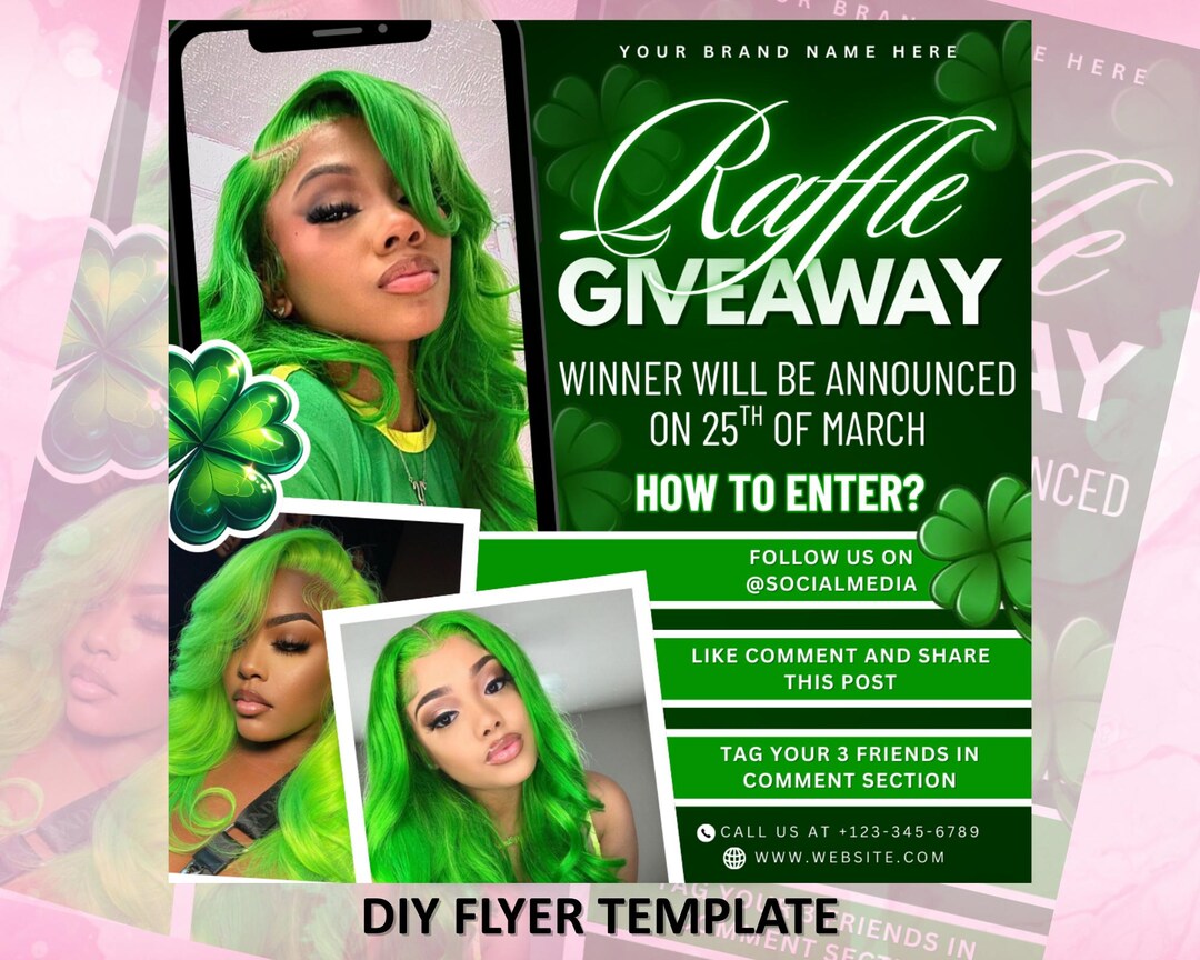 March Raffle Flyer Template, Lucky Charm ,st Patrick Giveaway (canva ...