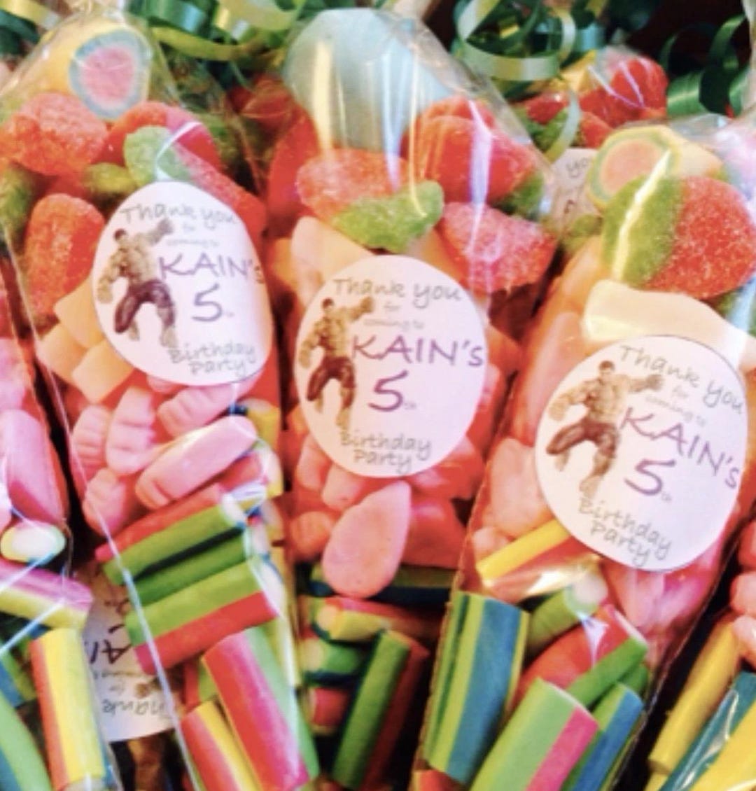 Large Filled Party Sweet Cones Min 150g : Personalized Stickers ...
