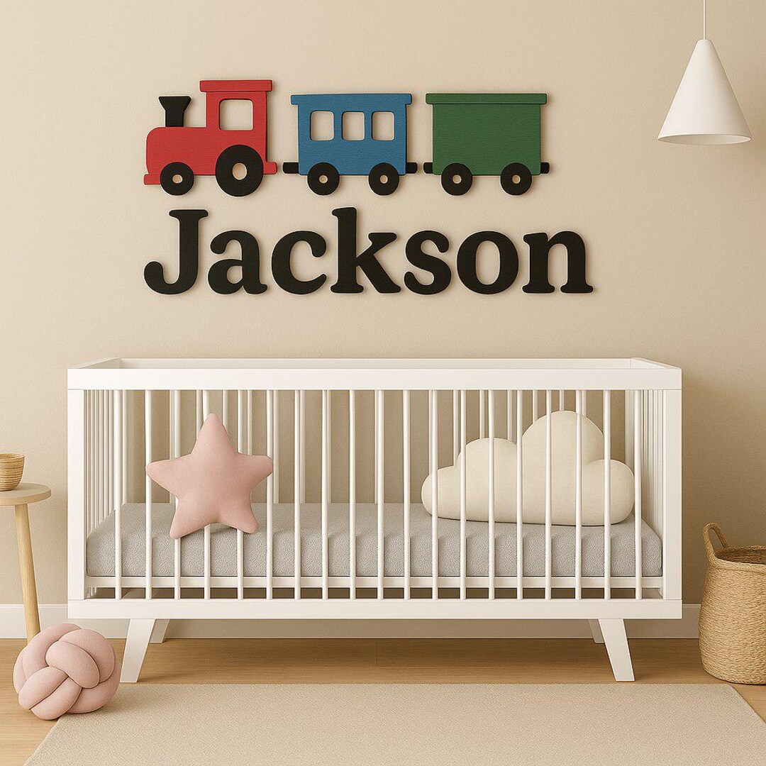 Train Nursery Name Sign, Personalized Wooden Name Sign, 3D Custom Baby ...