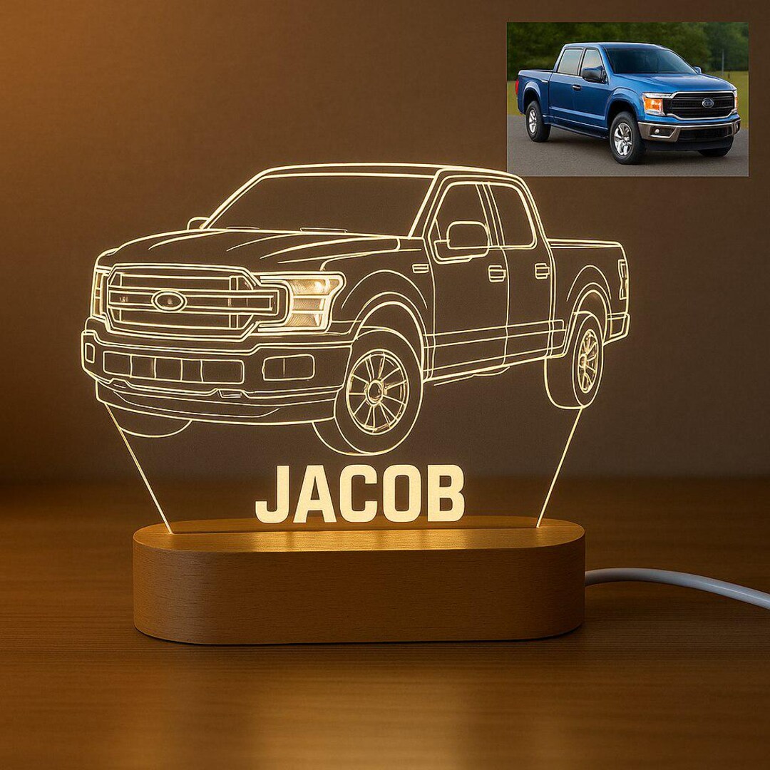 Custom Car Photo Night Light: Laser Engraved Acrylic LED Base - Etsy