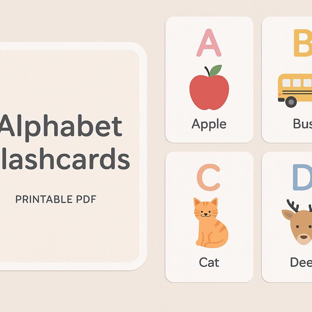 Printable Alphabet Flashcards for Kids | A-Z ABC Cards for Toddlers ...