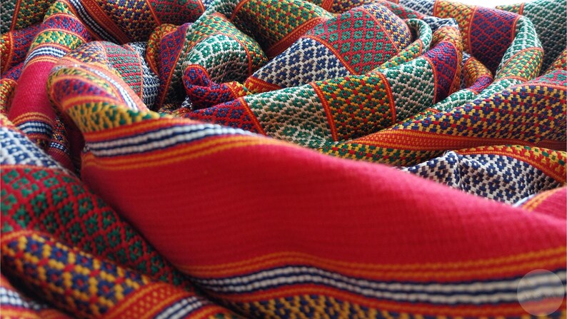 Handwoven Throw Blanket or Scarf – Colorful Reversible Khaadi Khais ...