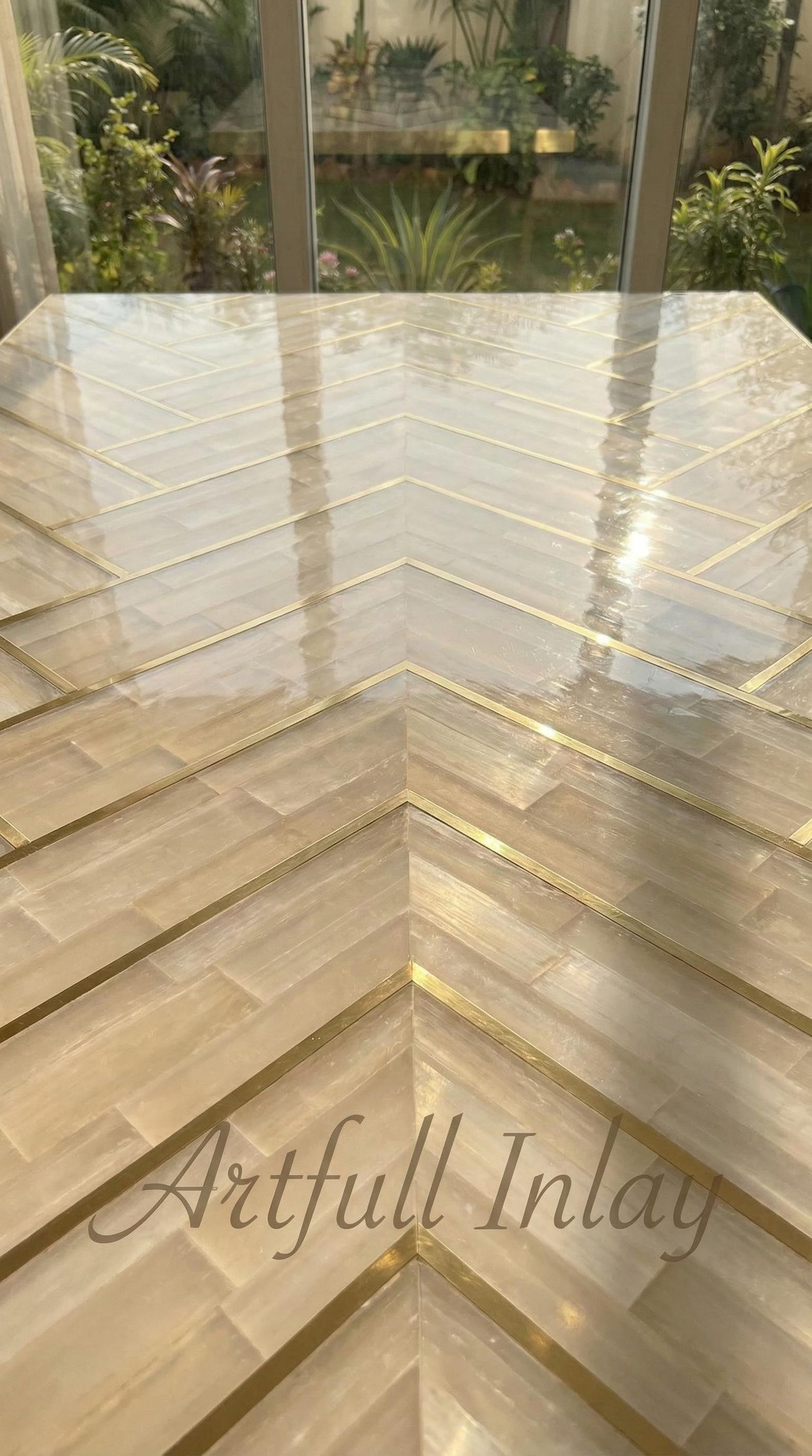 Handcrafted Natural Stone Table: Selenite & Brass for Modern Zen Home ...
