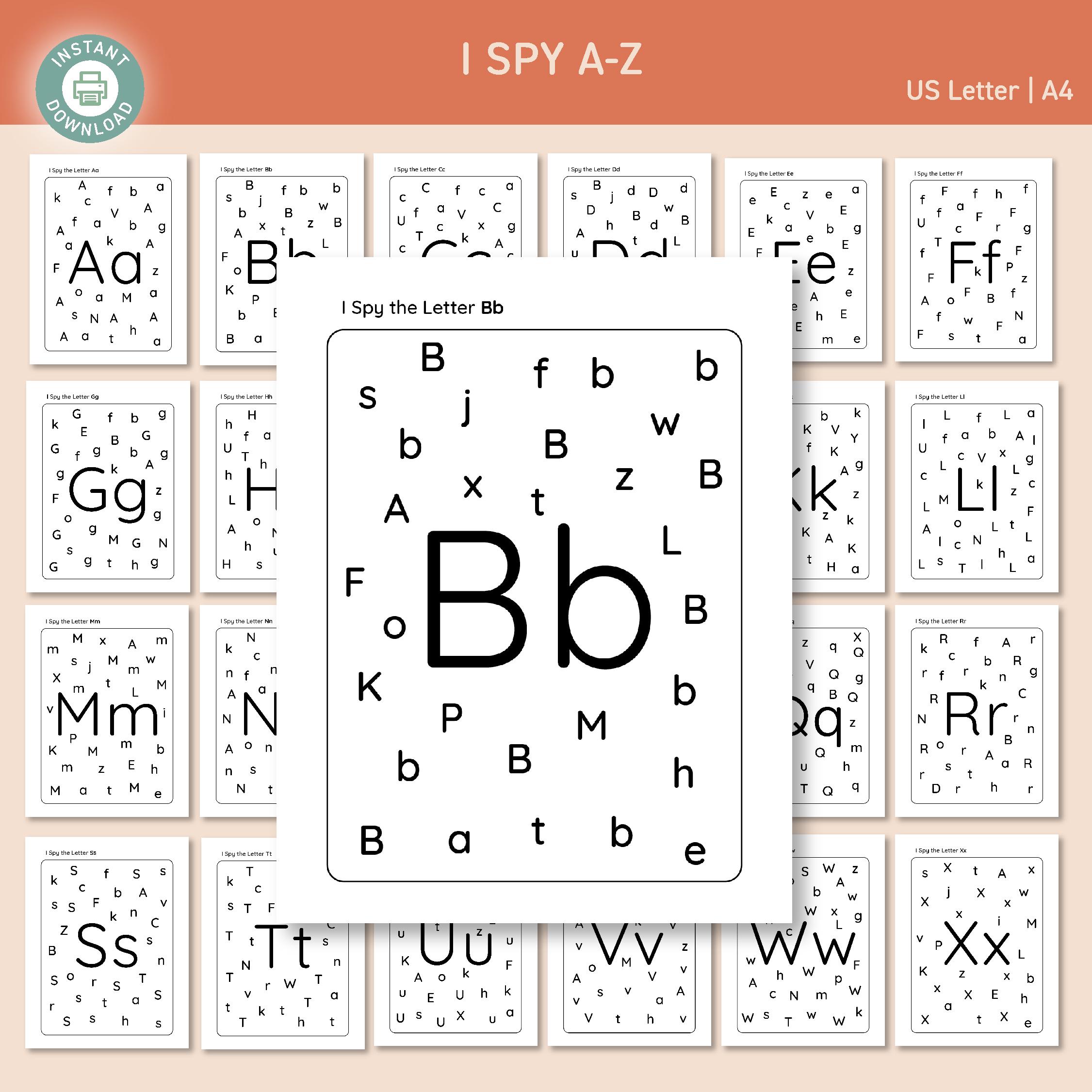 I Spy Alphabet A-Z Printable, I Spy the Letter Activity Pack, Do-a-dot ...