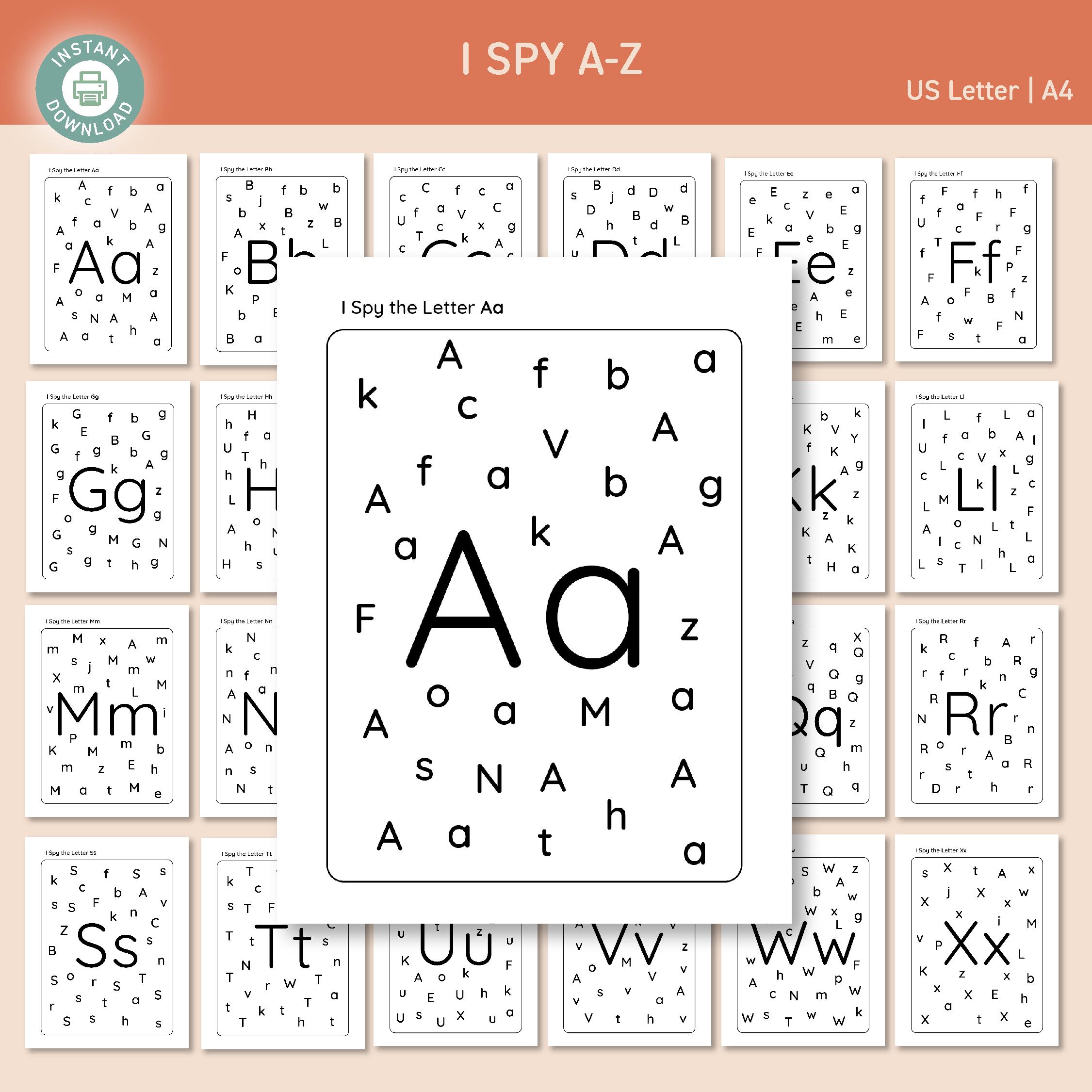 I Spy Alphabet A-Z Printable, I Spy the Letter Activity Pack, Do-a-dot ...