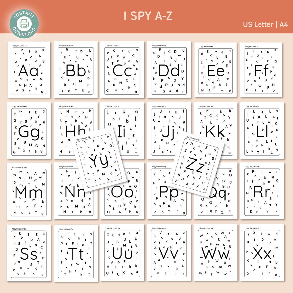 I Spy Alphabet A-Z Printable, I Spy the Letter Activity Pack, Do-a-dot ...