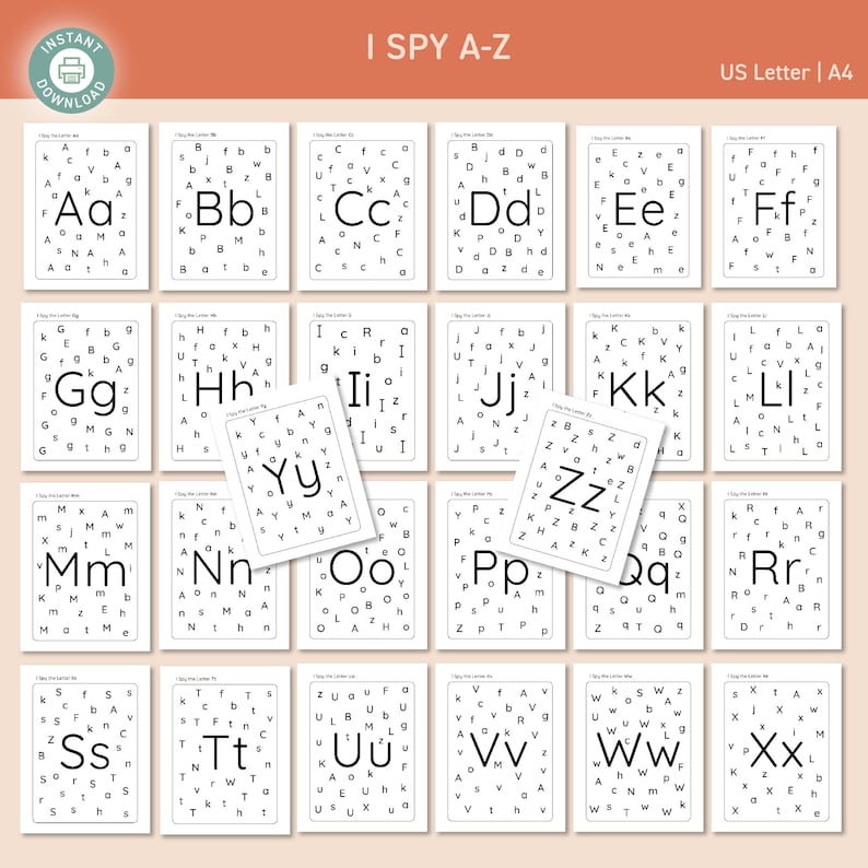 I Spy Alphabet A-Z Printable, I Spy the Letter Activity Pack, Do-a-dot ...