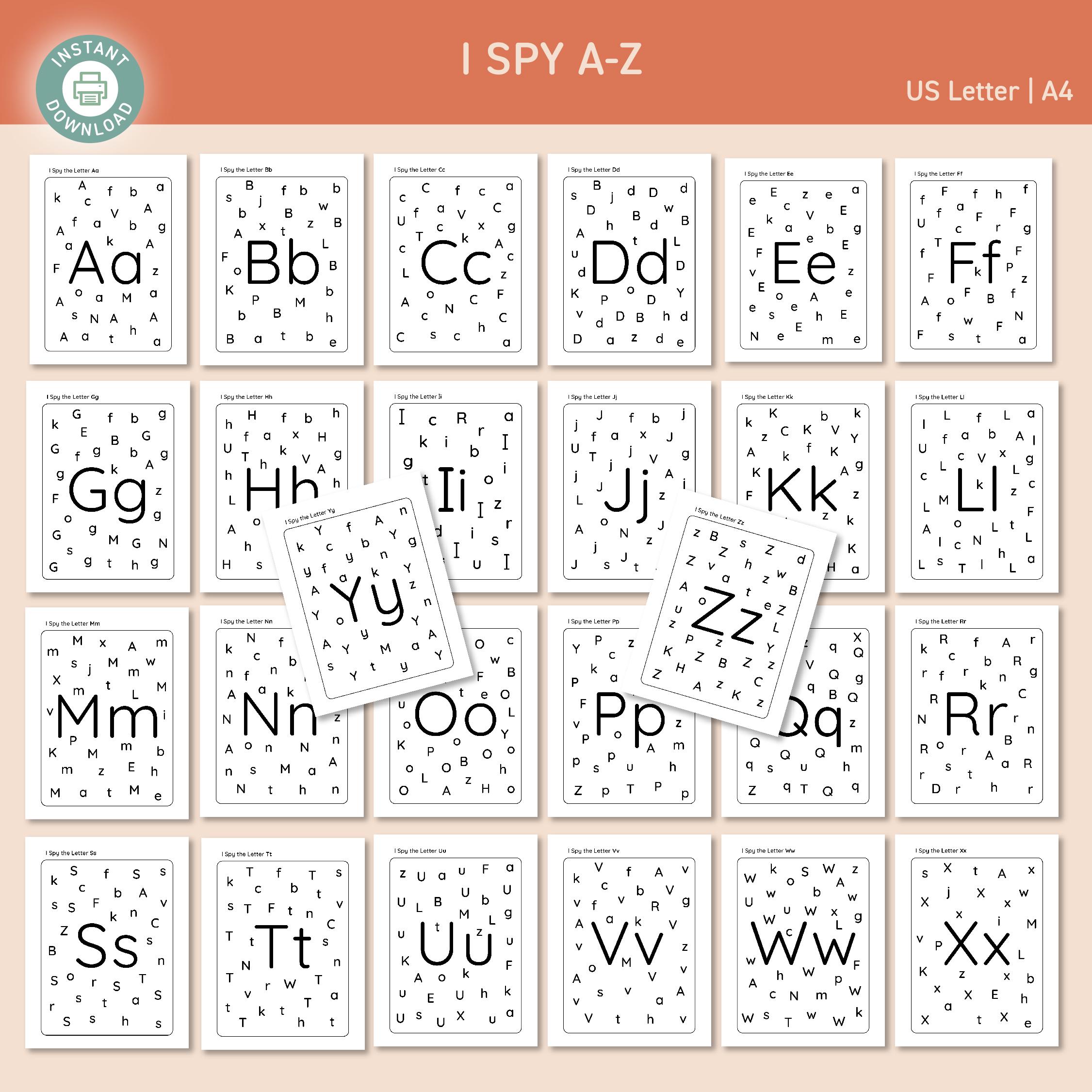 I Spy Alphabet A-Z Printable, I Spy the Letter Activity Pack, Do-a-dot ...