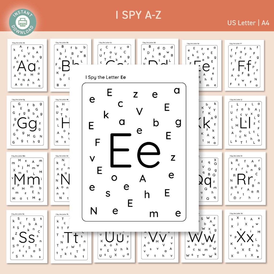 I Spy Alphabet A-Z Printable, I Spy the Letter Activity Pack, Do-a-dot ...