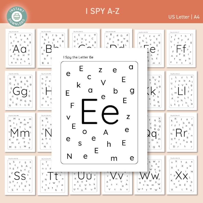 I Spy Alphabet A-Z Printable, I Spy the Letter Activity Pack, Do-a-dot ...