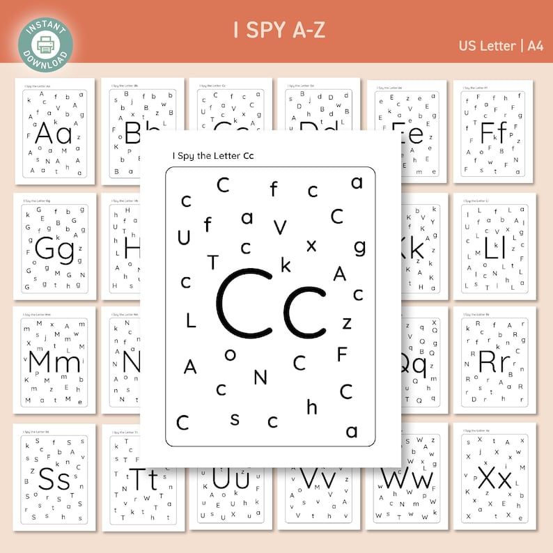I Spy Alphabet A-Z Printable, I Spy the Letter Activity Pack, Do-a-dot ...