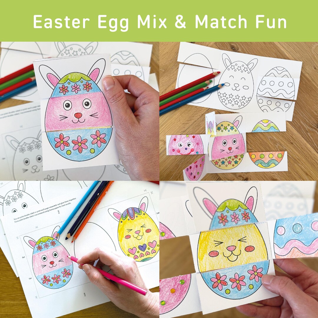 Easter Egg Bunny Craft | Color, Cut & Paste Activity (printable PDF) - Etsy