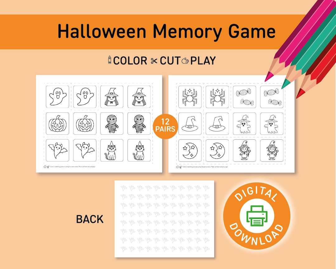 Halloween Memory Game Printable: Spooky Kids Activity (PDF Download) - Etsy