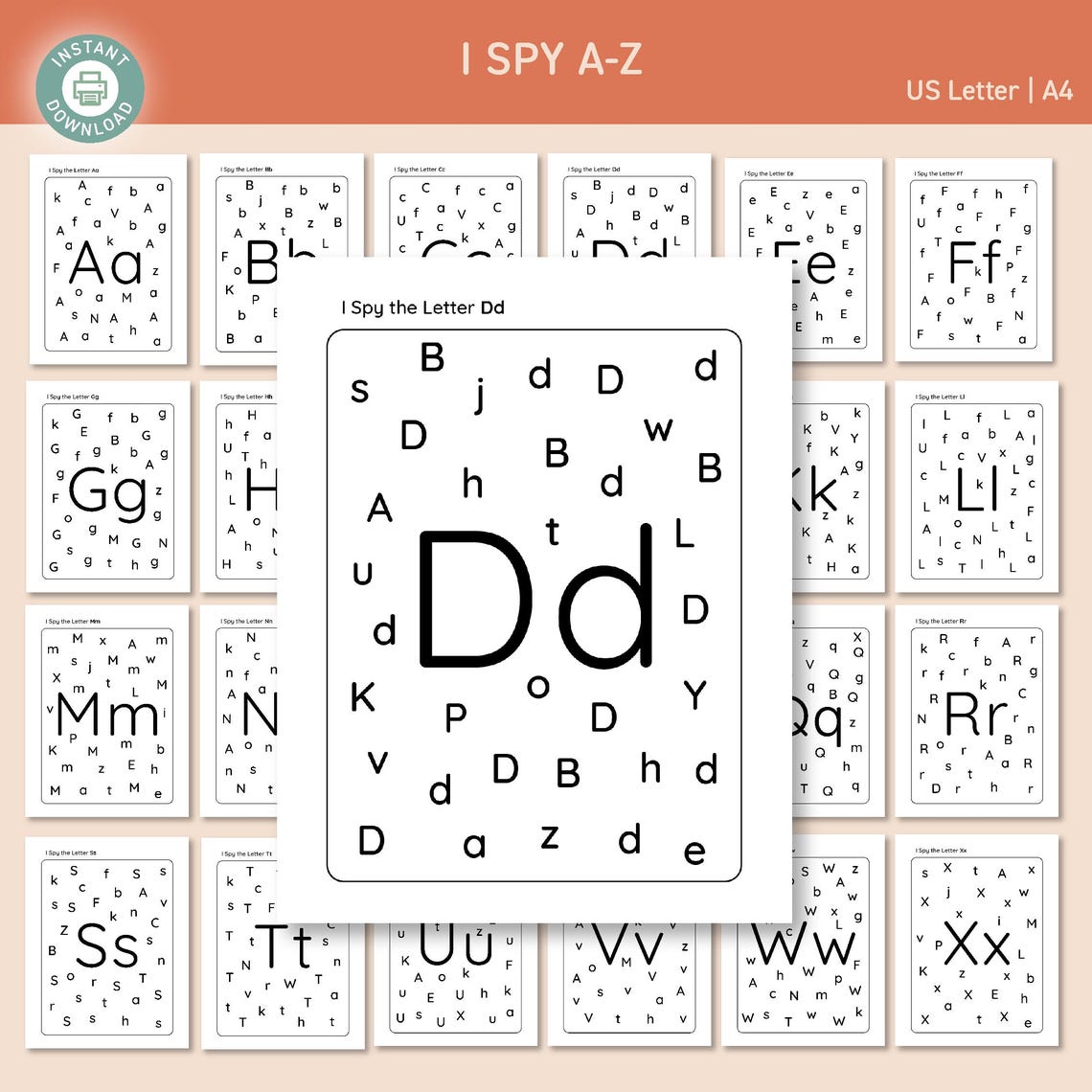 I Spy Alphabet A-Z Printable, I Spy the Letter Activity Pack, Do-a-dot ...