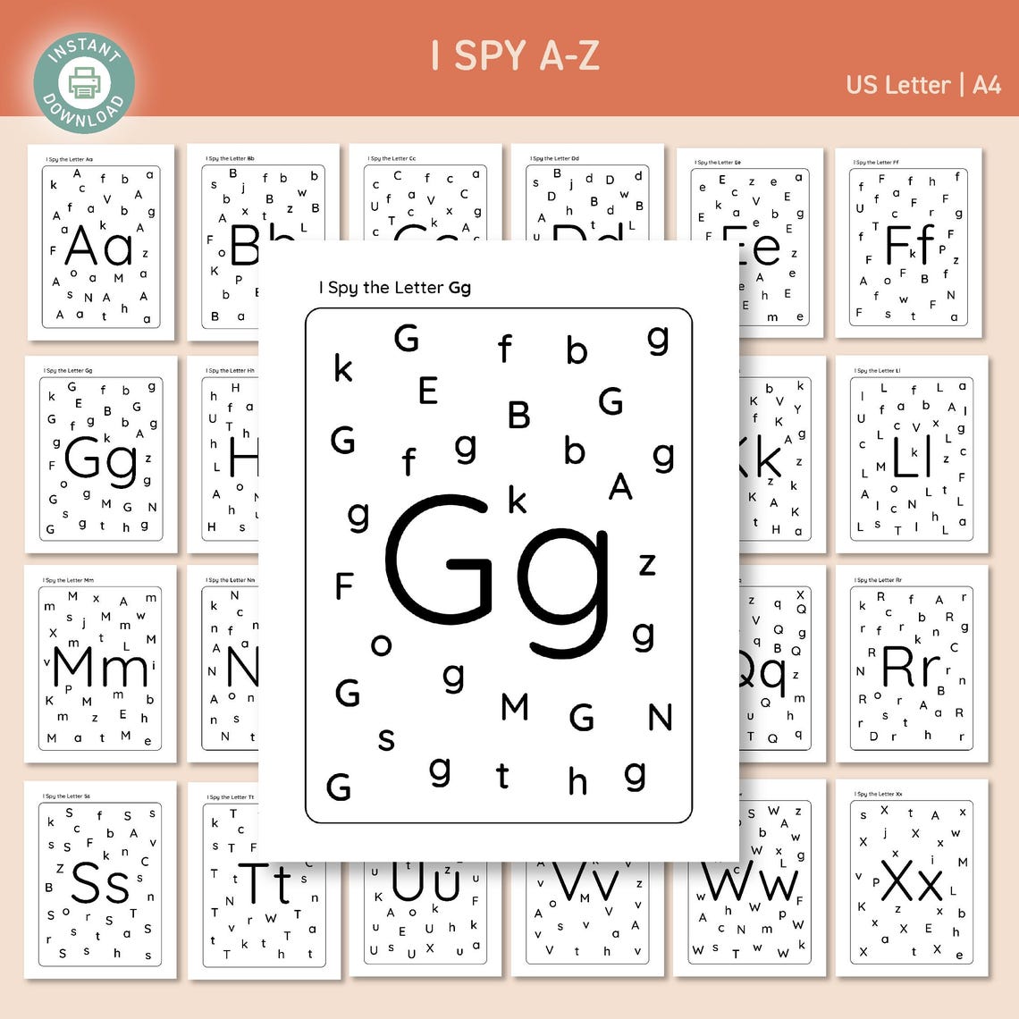I Spy Alphabet A-Z Printable, I Spy the Letter Activity Pack, Do-a-dot ...