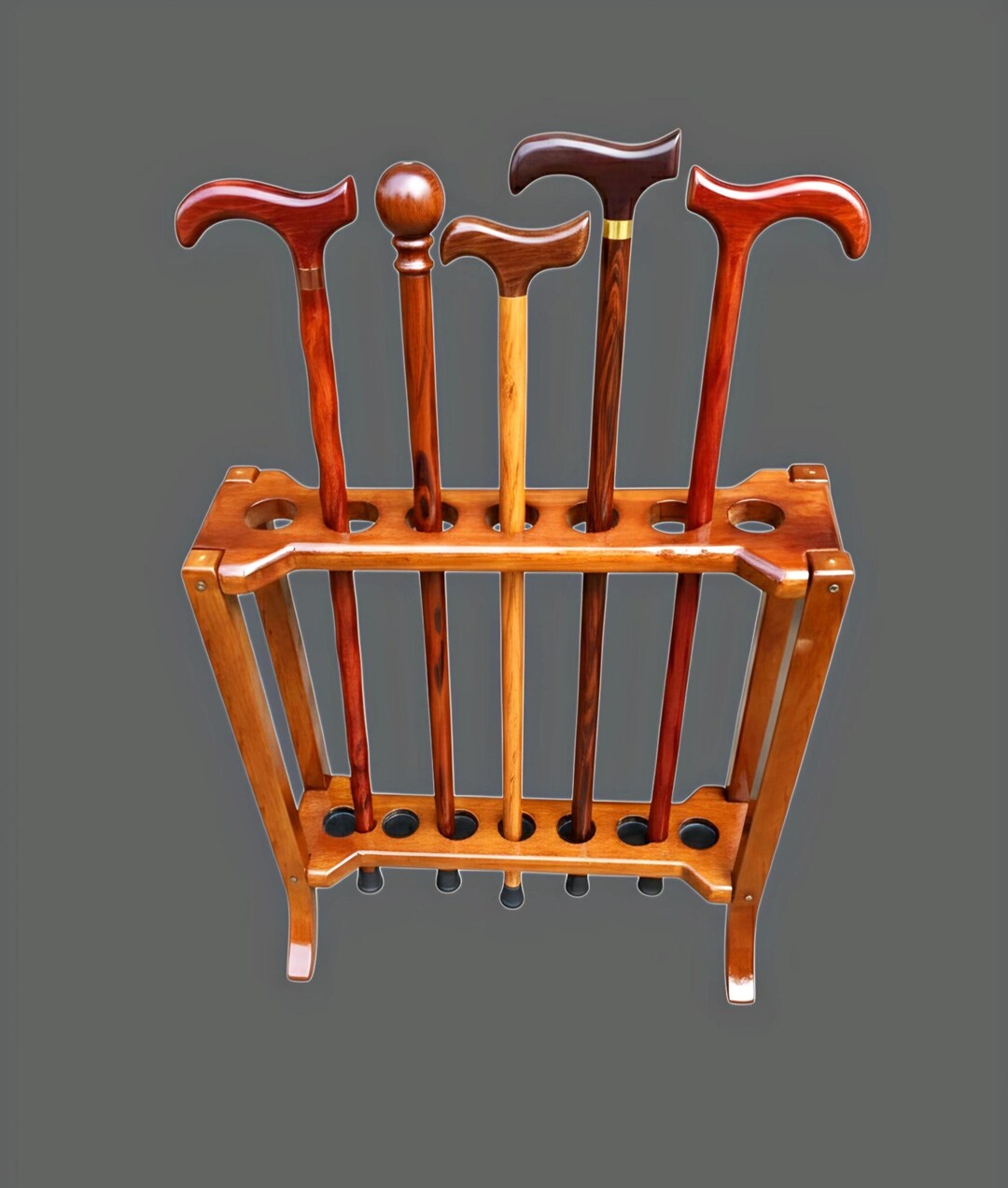 Teak Wood Walking Cane Stand Rack Wooden Holder for Canes & Golf Clubs ...