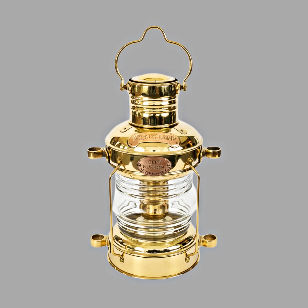 Vintage Brass Oil Lamp Maritime Ship Lantern Anchor Boat Light Nautical ...