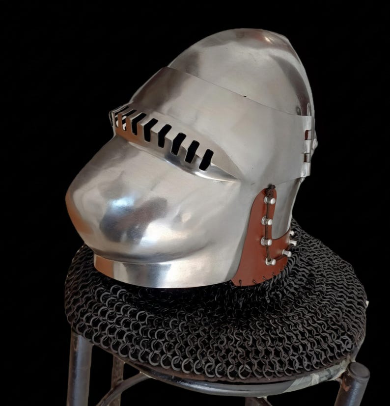 Medieval Bascinet Helmet 14th Century Steel Knight Hounskull Helmet ...