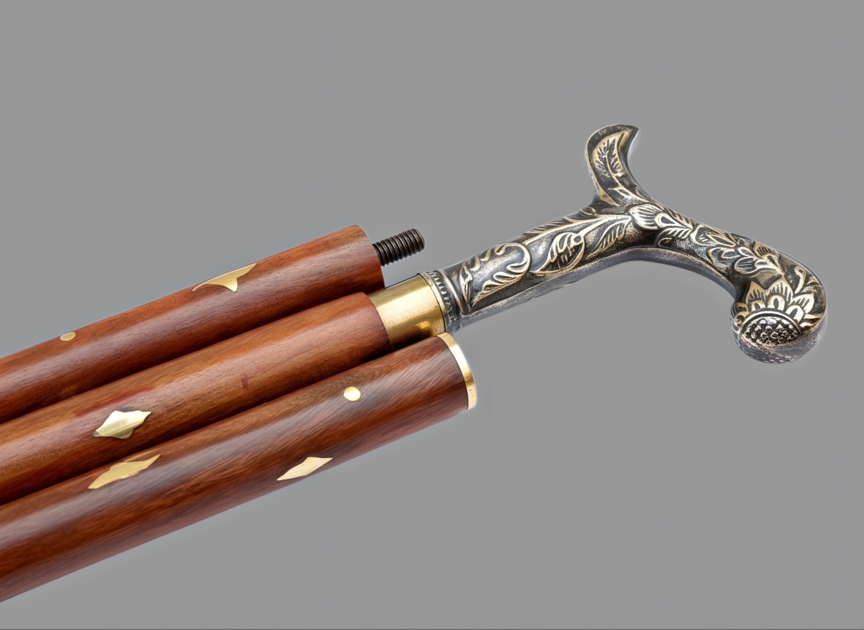 Victorian Antique Solid Brass Handle Walking Stick Cane 37” Elegant ...