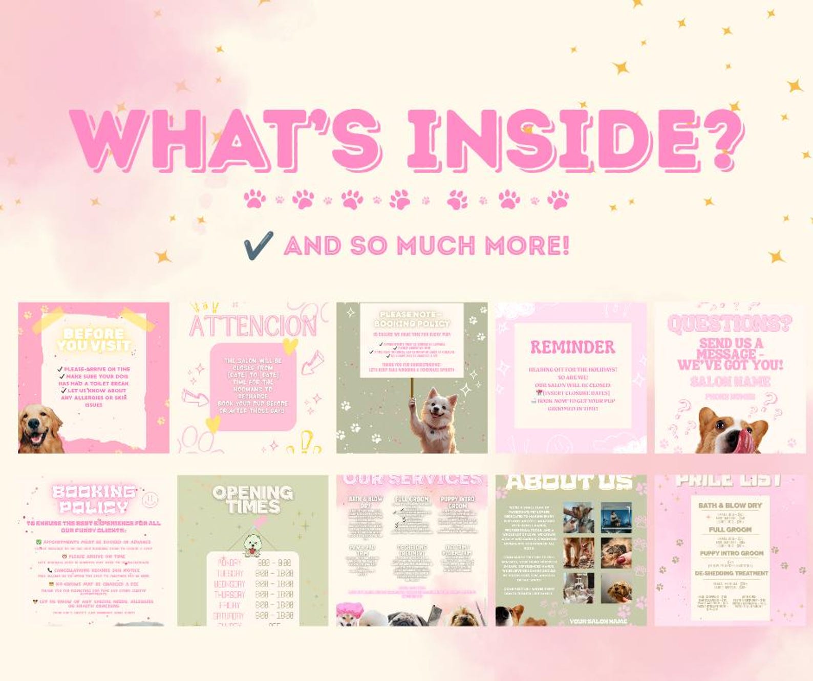 Dog Grooming Marketing Templates – 50 Instagram Canva Posts – Social ...