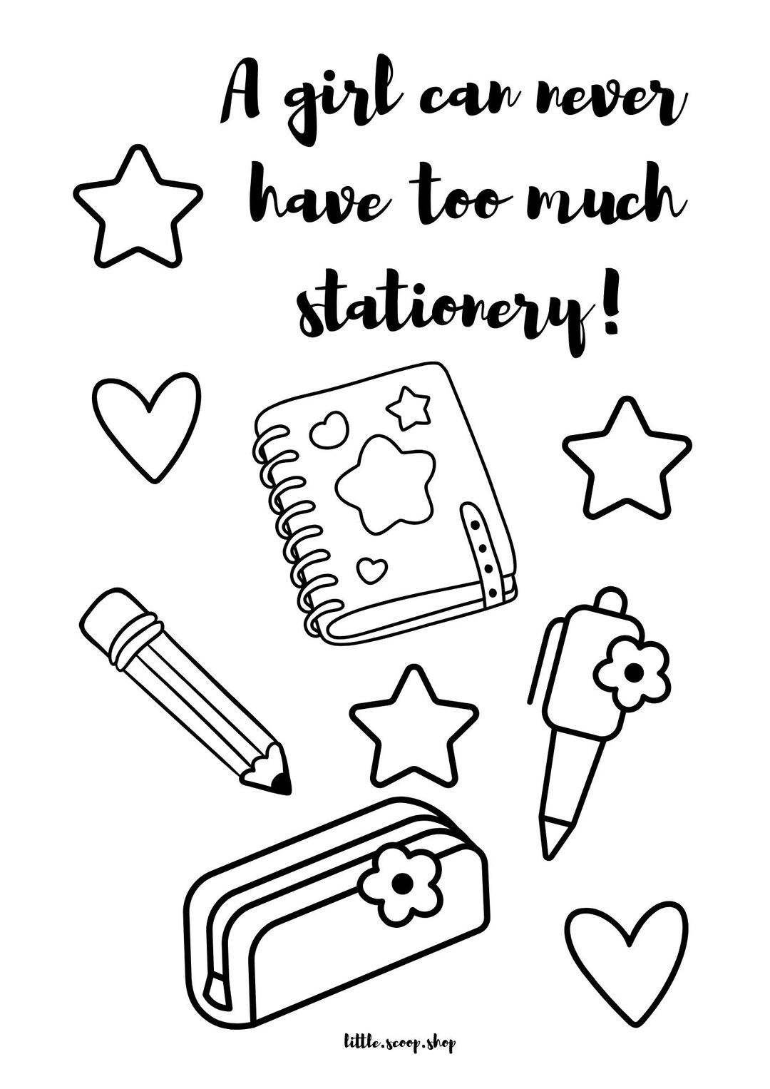 Cute Stationery Colouring In - Etsy