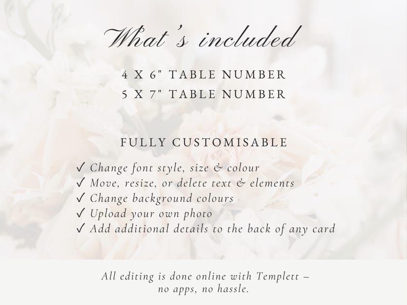 Editable Wedding Table Number Template, Blush Floral Card, Small Table ...