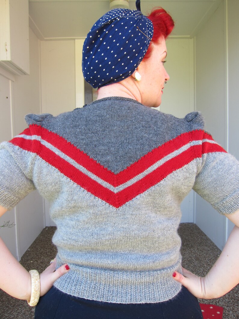 1940s Victory Jumper and Cardigan With Puffed Sleeves Plus | Etsy
