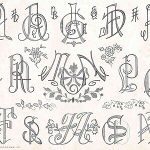 1950s Italian Monogram Embroidery Booklet, Alfabeti E Monogrammi ...