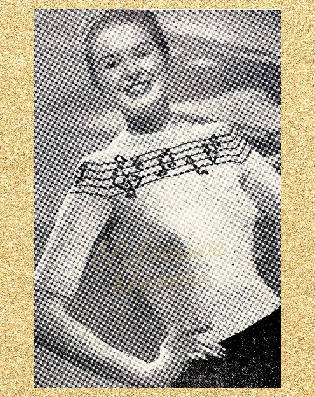 A Musical Yoke, 1940s Knitted Jumper With Music Notes - Vintage ...