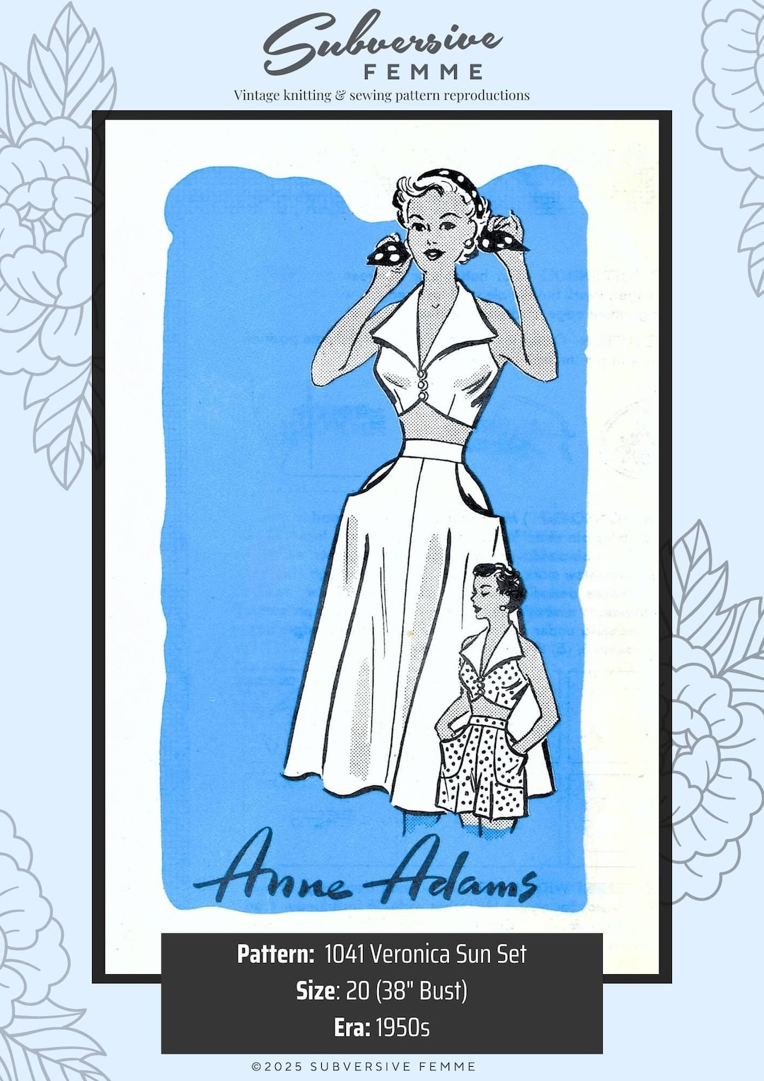 1950s Veronica Sun Set Sewing Pattern (size 38) (PDF Pattern) Anne ...