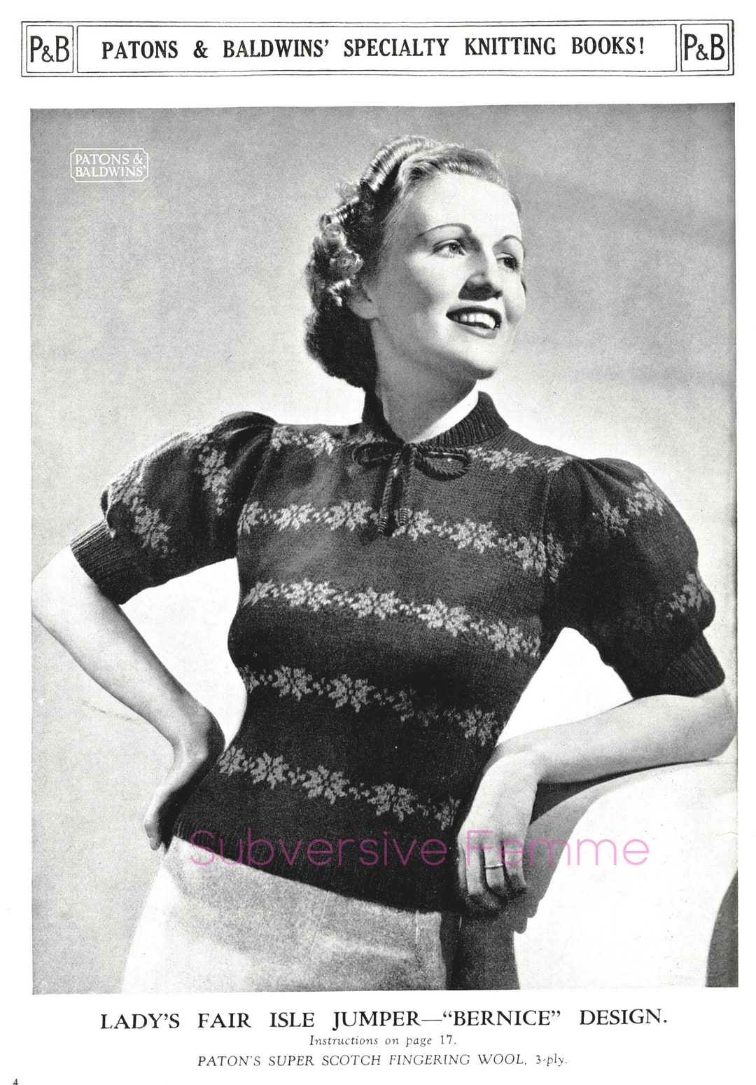 Bernice, a Snowflake Fair Isle Jumper From 1930s - Vintage Knitting ...